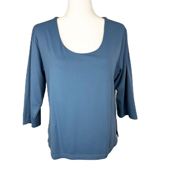 Linda Leal | Tops | Linda Leal Blouse Women Extra Large Blue Scoop Neck ...